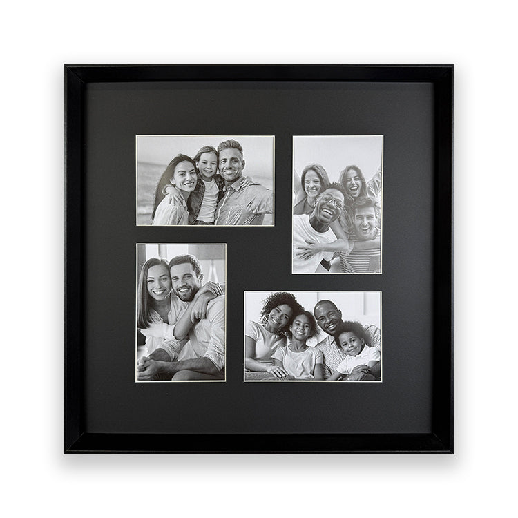 38x38cms Black Collage Frame | 4 Apertures – Photo Frames & Art