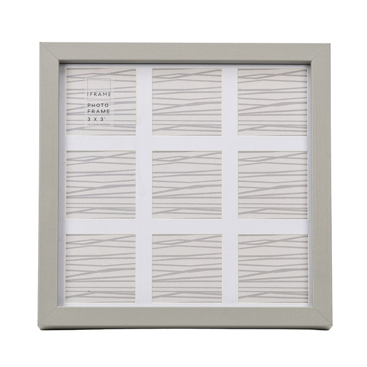 Grey Collage Frame | 9 3x3" Apertures – Photo Frames & Art