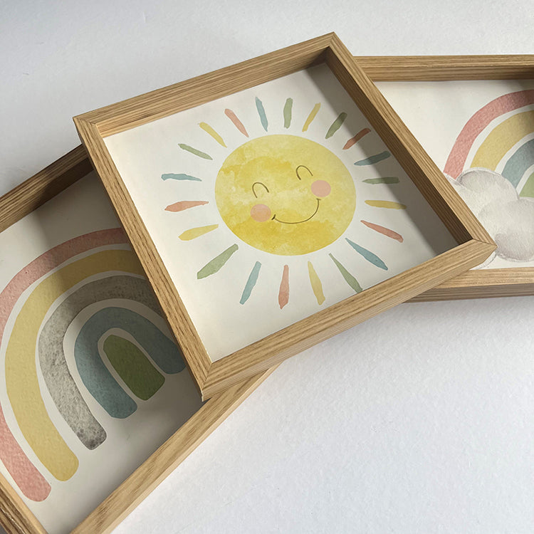 Rainbow and Sunshine Nursery Framed Art | Set of 3 – Photo Frames & Art