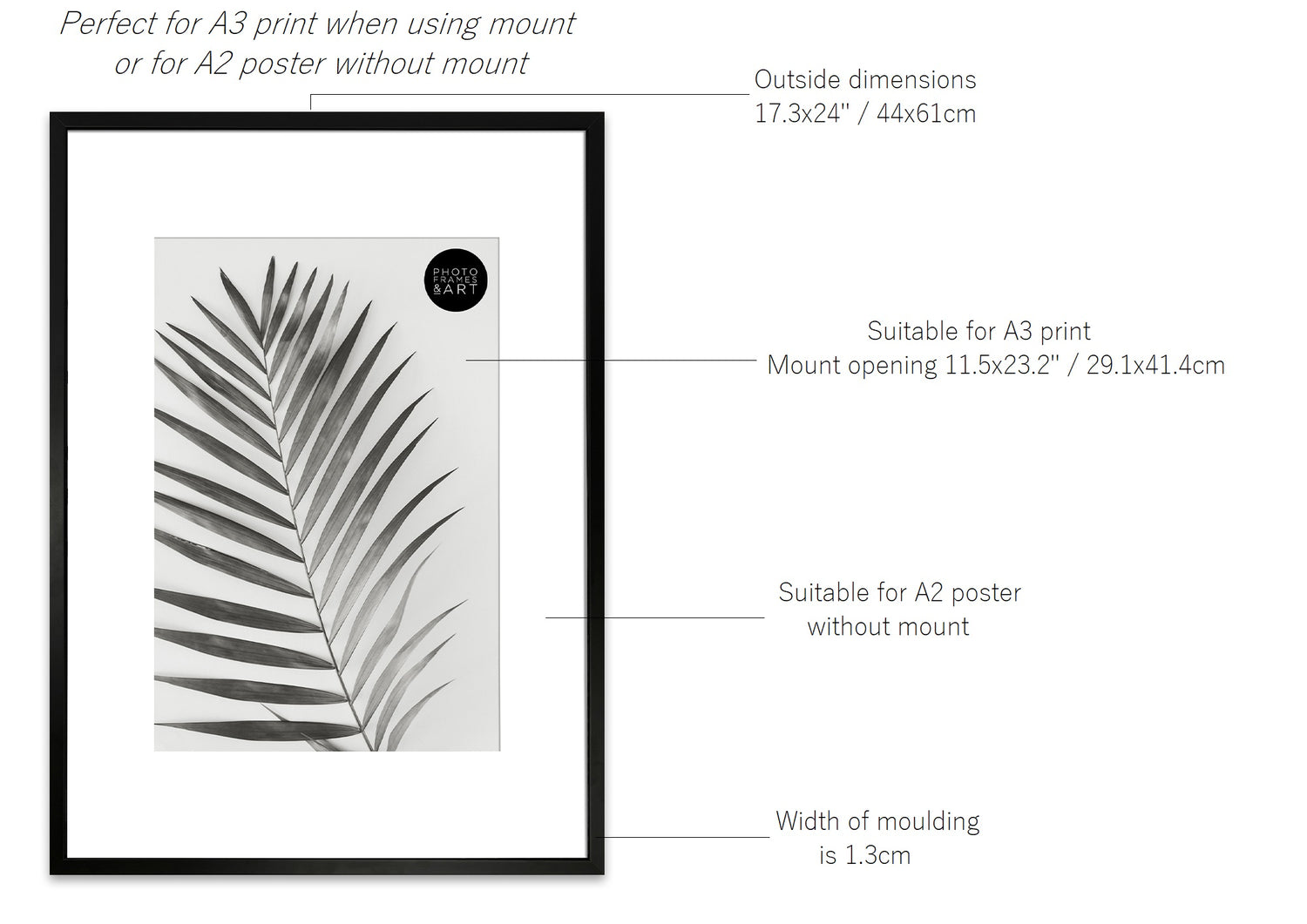 A2 Frame With A3 Mount | A2 Wooden Frame | PF&A – Photo Frames & Art
