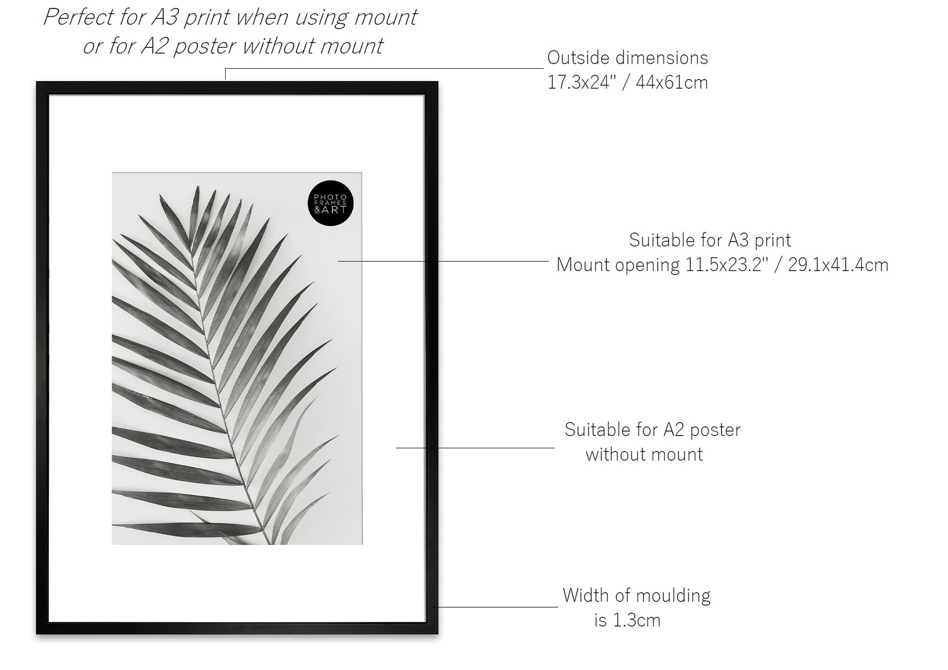 A2 Frame With A3 Mount | A2 Wooden Frame | PF&A – Photo Frames & Art